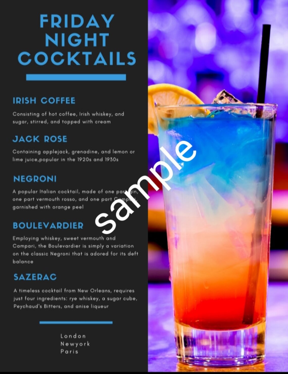 2 Cocktail Posters to Download, Look Great in Any Home Bar Set Up - Etsy