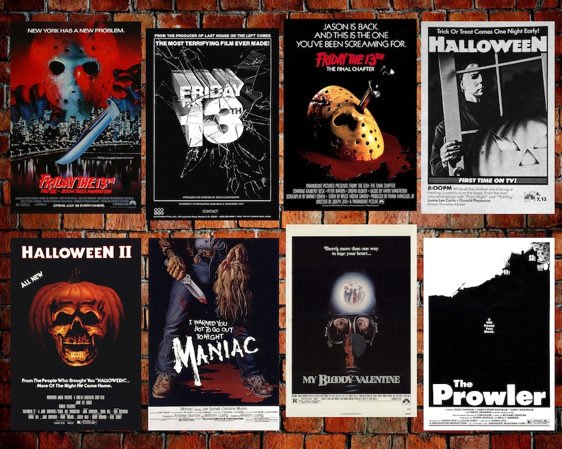 16 Horror Slasher 80's Movie Posters - Etsy UK
