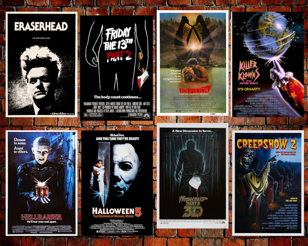 8 Horror Slasher 80's Movie Posters - Etsy