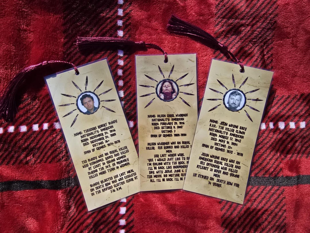 Serial Killer Bookmarks, Ted Bundy, Aileen Wuornos, John Wayne Gacy ...