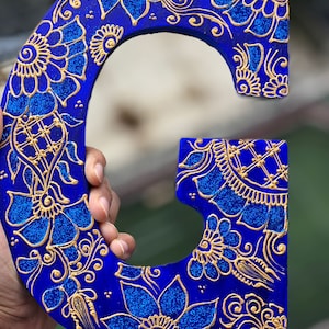 Henna Wooden Letter/freehand/ Hand Painted/ Holiday /gift/wedding Gift ...