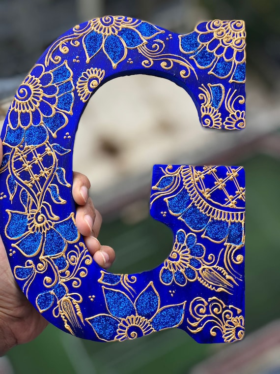 Henna Wooden Letter/freehand/ Hand Painted/ Holiday | Etsy