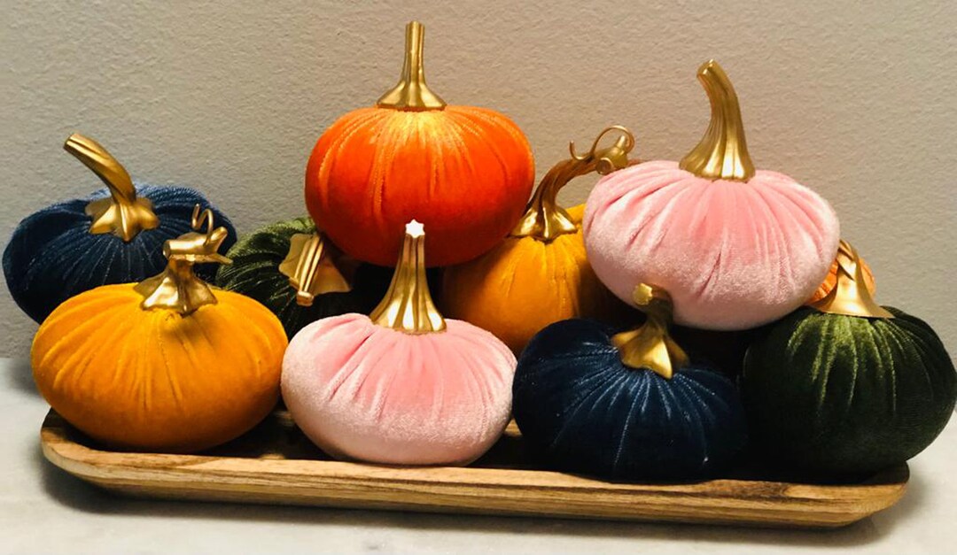 Halloween Sale Mini Velvet Pumpkins Small Velvet Pumpkins - Etsy