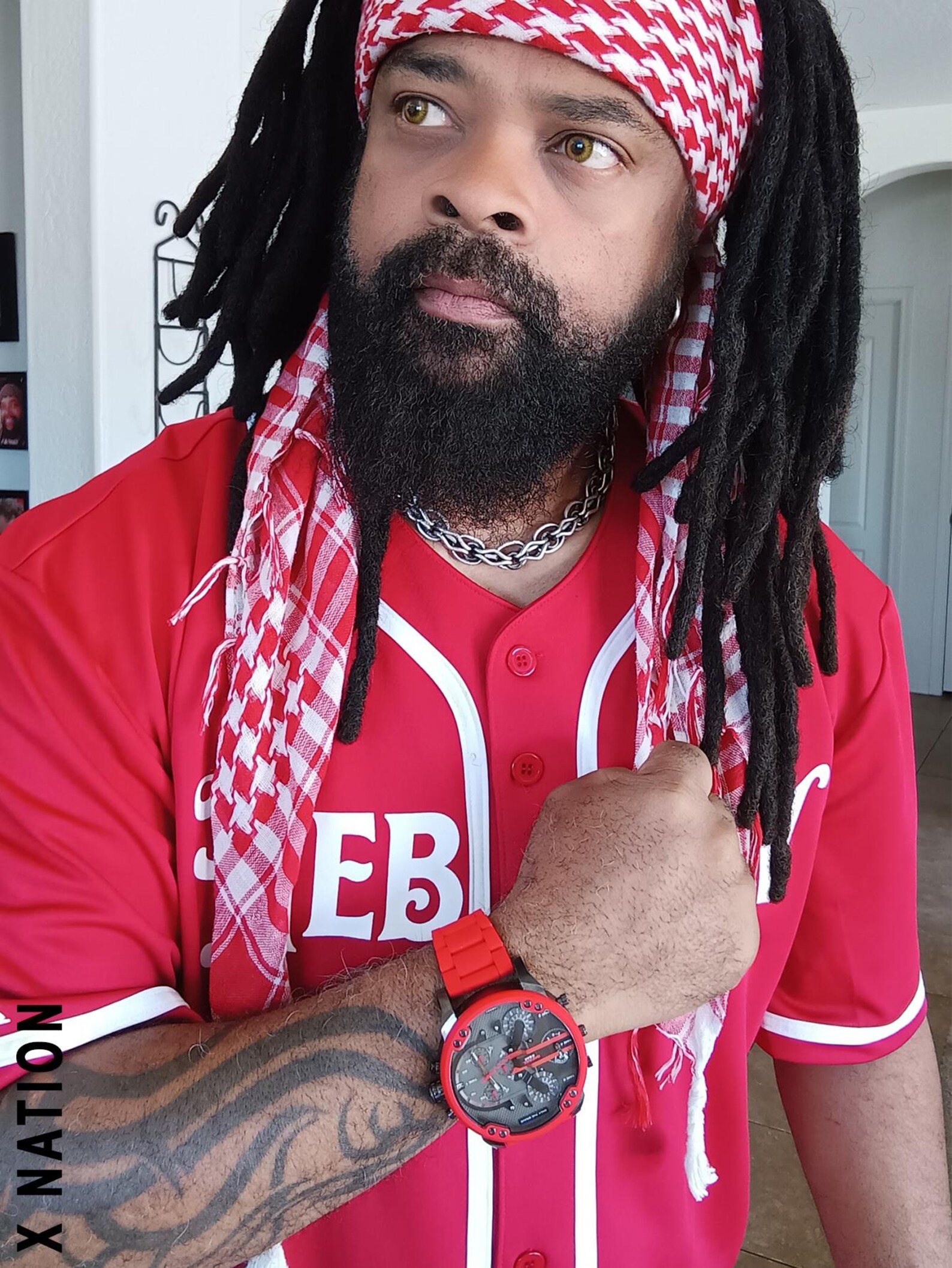 Hebrew Israelite Baseball Jersey Red With White Fringes, X Nation Brand ...