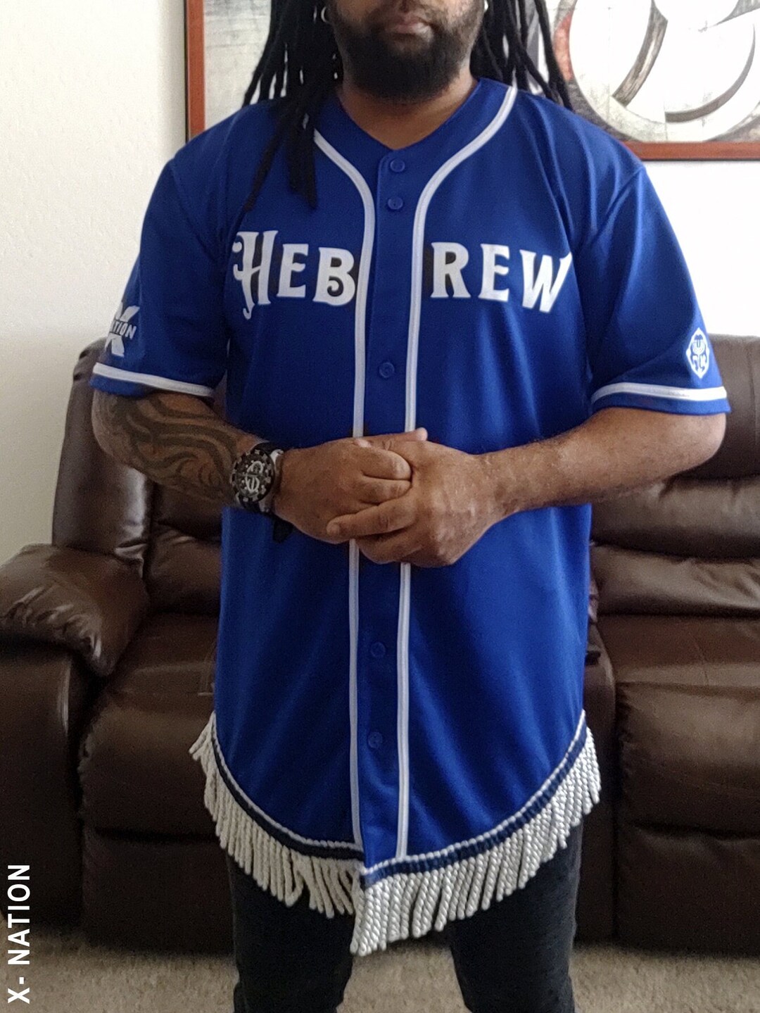 Hebrew Israelite Baseball Jersey Blue With White Fringes, X Nation ...