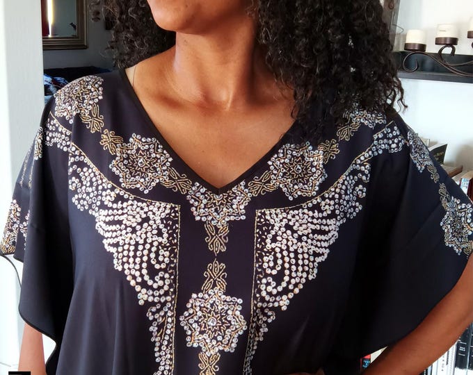 Hebrew Israelite Women's Blackstone Kaftan Dress, With White Fringes, X ...