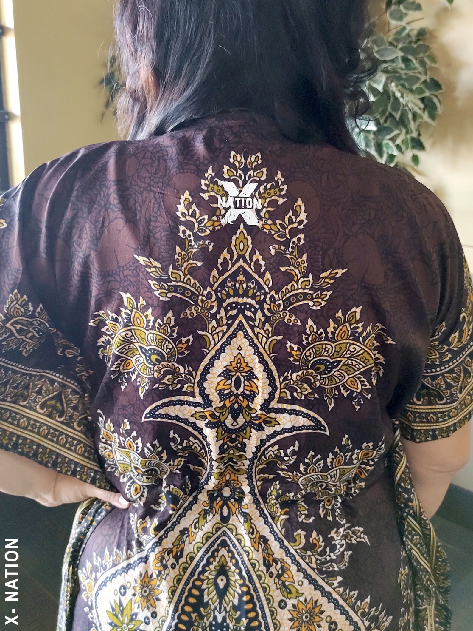 Hebrew Israelite Women's Brown & Gold Kaftan Dress, With Gold Fringes ...