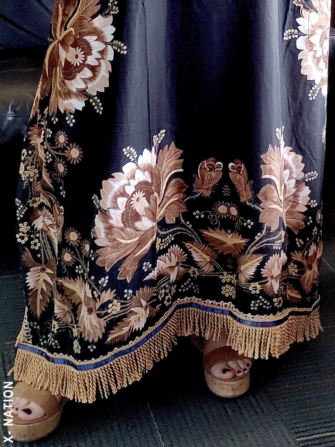 Hebrew Israelite Women's Black & Brown Kaftan Dress, With Gold Fringes ...