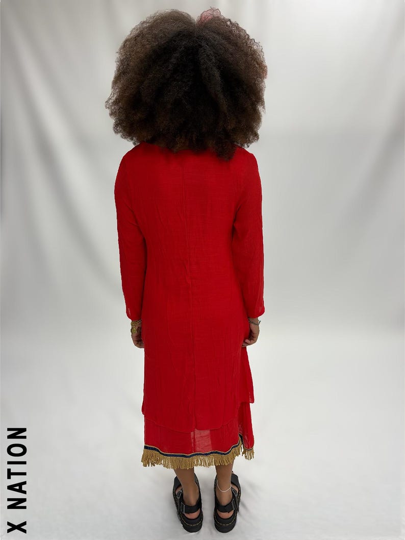 Hebrew Israelite Linen Dress, Gold Fringes, X Nation, 12 Tribes of ...