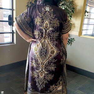 Hebrew Israelite Women's Brown & Gold Kaftan Dress, With Gold Fringes ...