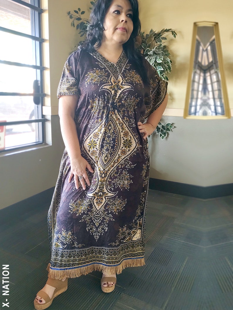 Hebrew Israelite Women's Brown & Gold Kaftan Dress With - Etsy