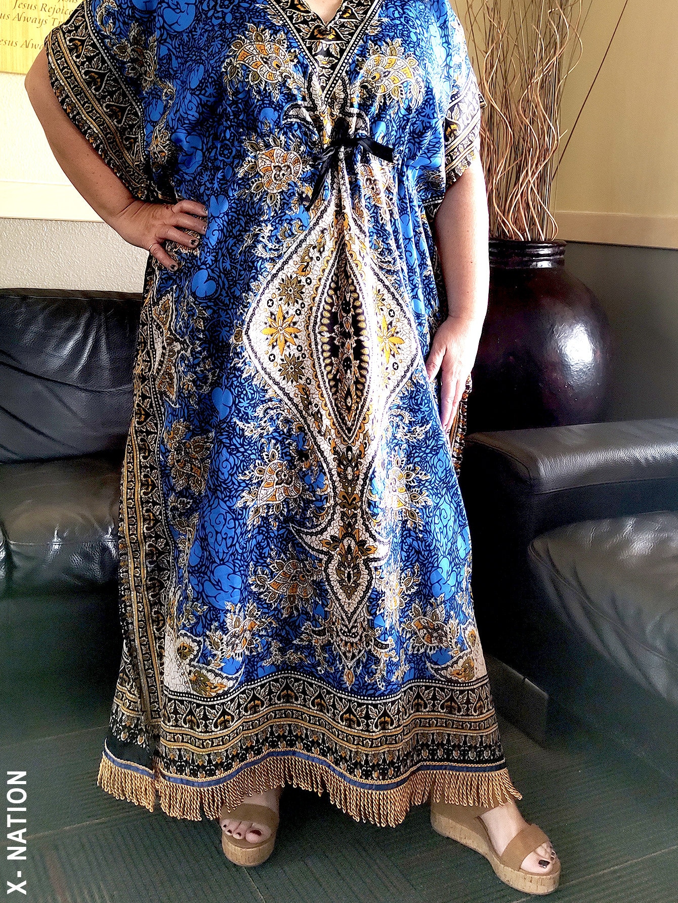 Hebrew Israelite Women's Blue/teal & Gold Kaftan Dress - Etsy Canada