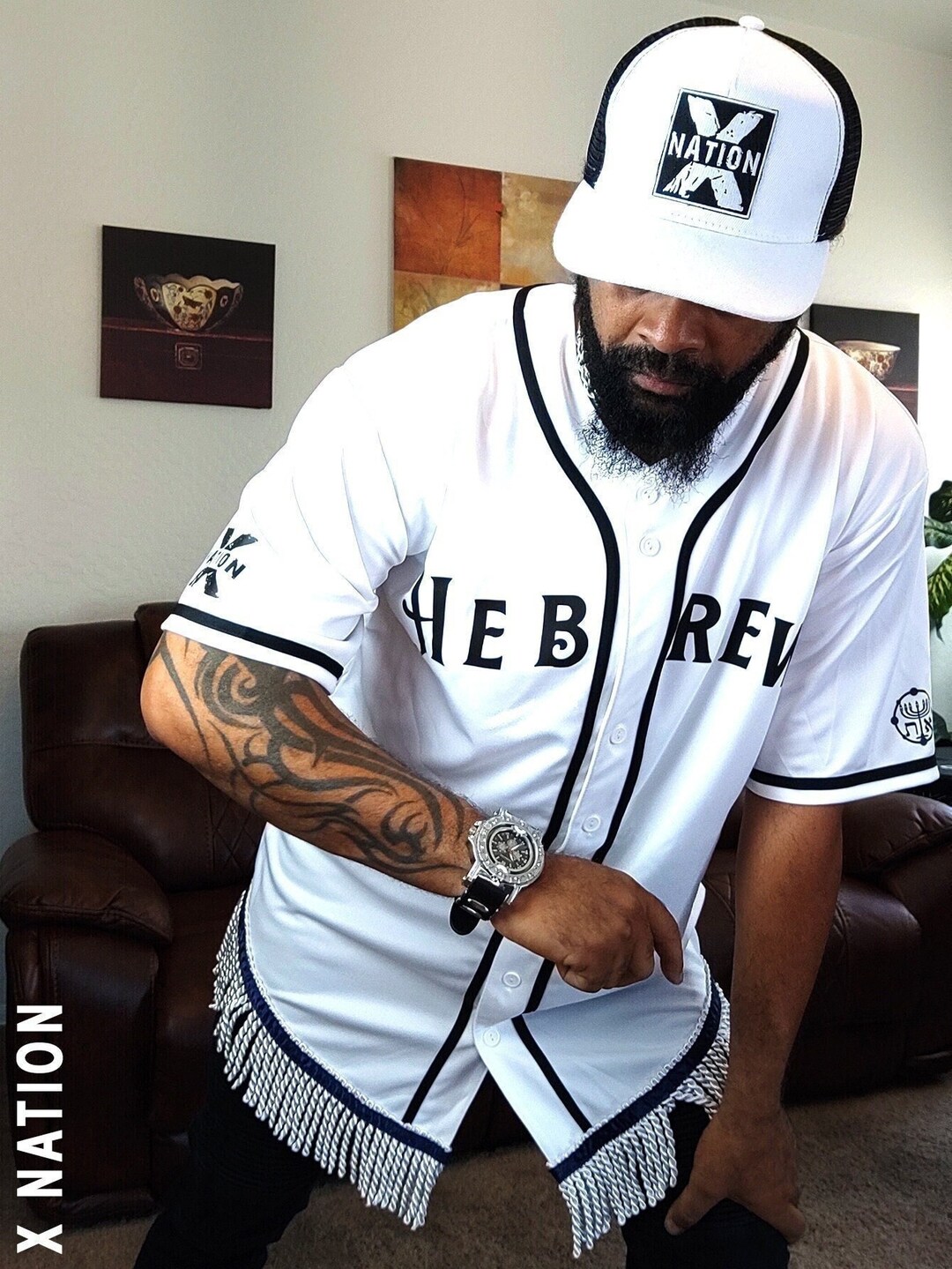 Hebrew Israelite Baseball Jersey White With White Fringes, X Nation ...