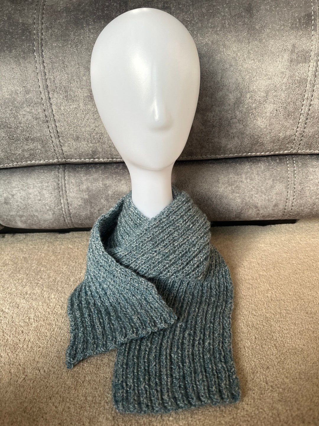New Hand Knitted 100% Acrylic Double Knit Blue Mottled Soft Scarf - Etsy