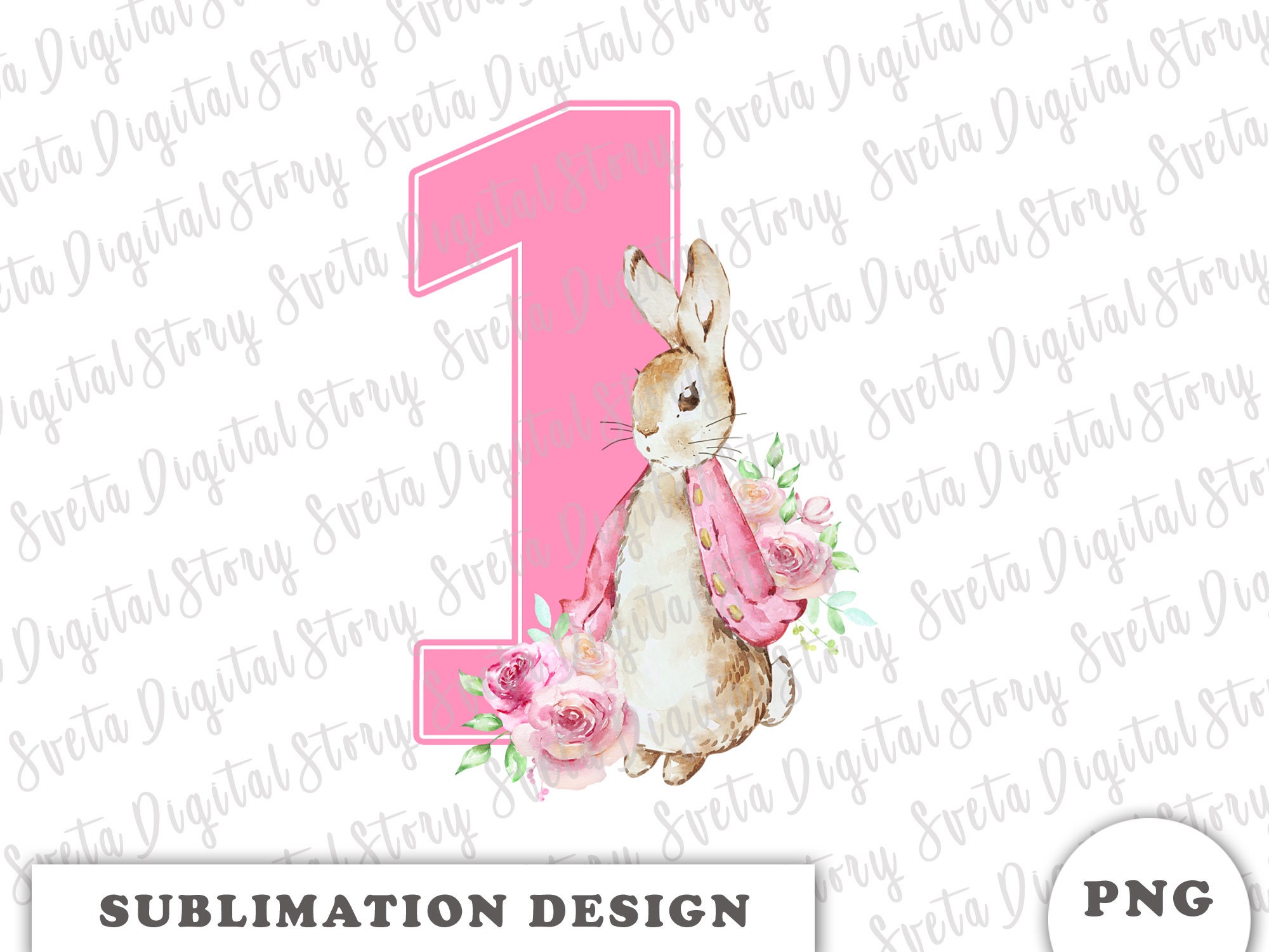Peter Rabbit Pink First Birthday PNG Bunny Sublimation - Etsy Australia