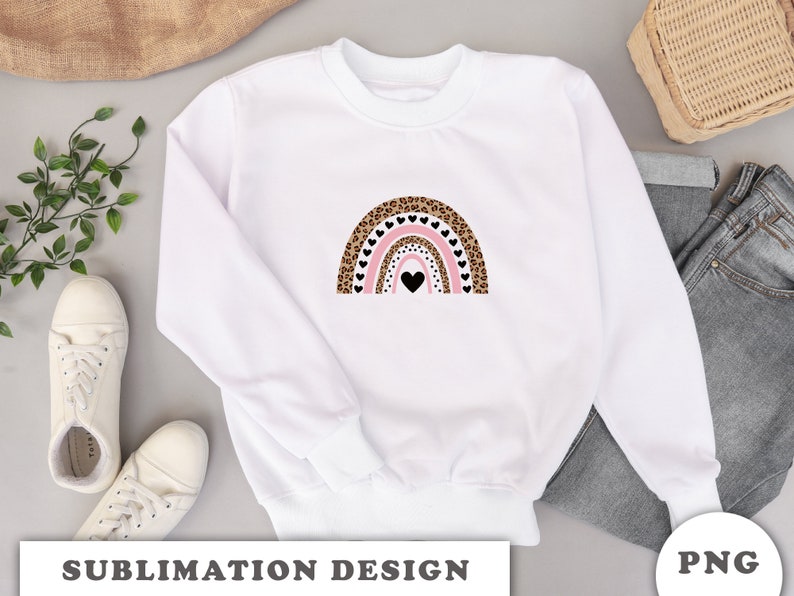 Leopard Rainbow With Heart Png Romantic Sublimation Design - Etsy