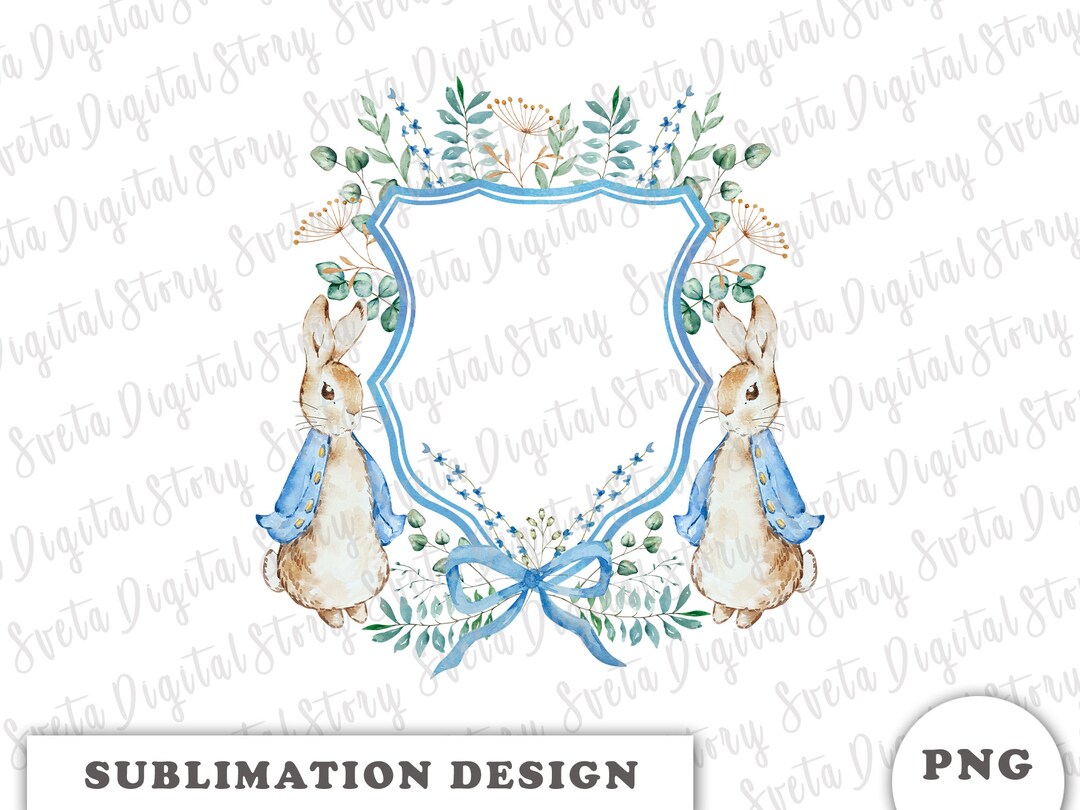 Watercolor Rabbit Crest PNG Eucalyptus Frame Design Floral - Etsy