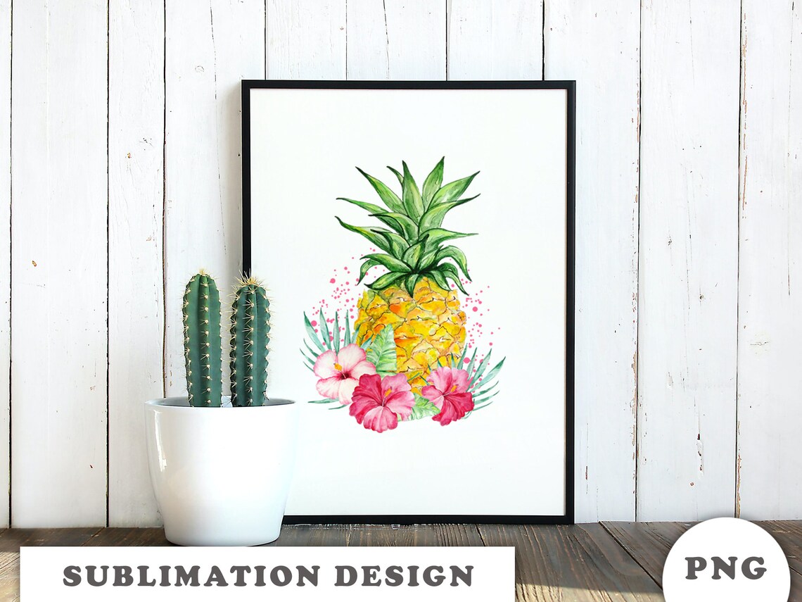 Pineapple Sublimation Designs Watercolor Pineapple With - Etsy