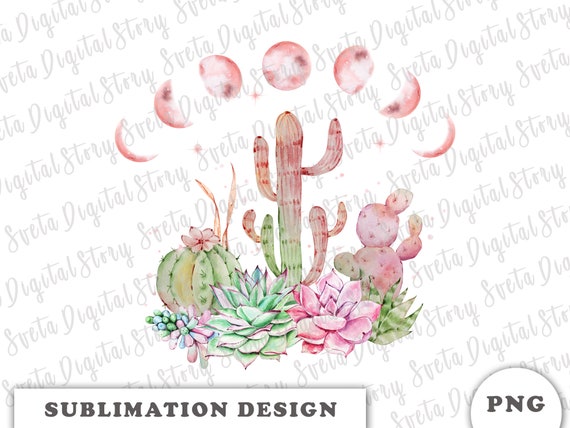 Cactus Sublimation Designs Downloads Watercolor Pink Cactus - Etsy