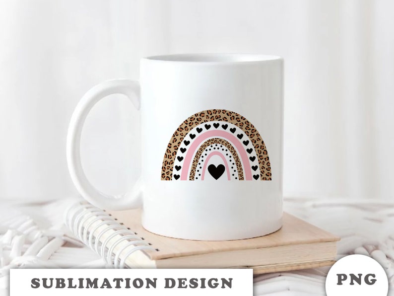 Leopard Rainbow With Heart Png Romantic Sublimation Design - Etsy