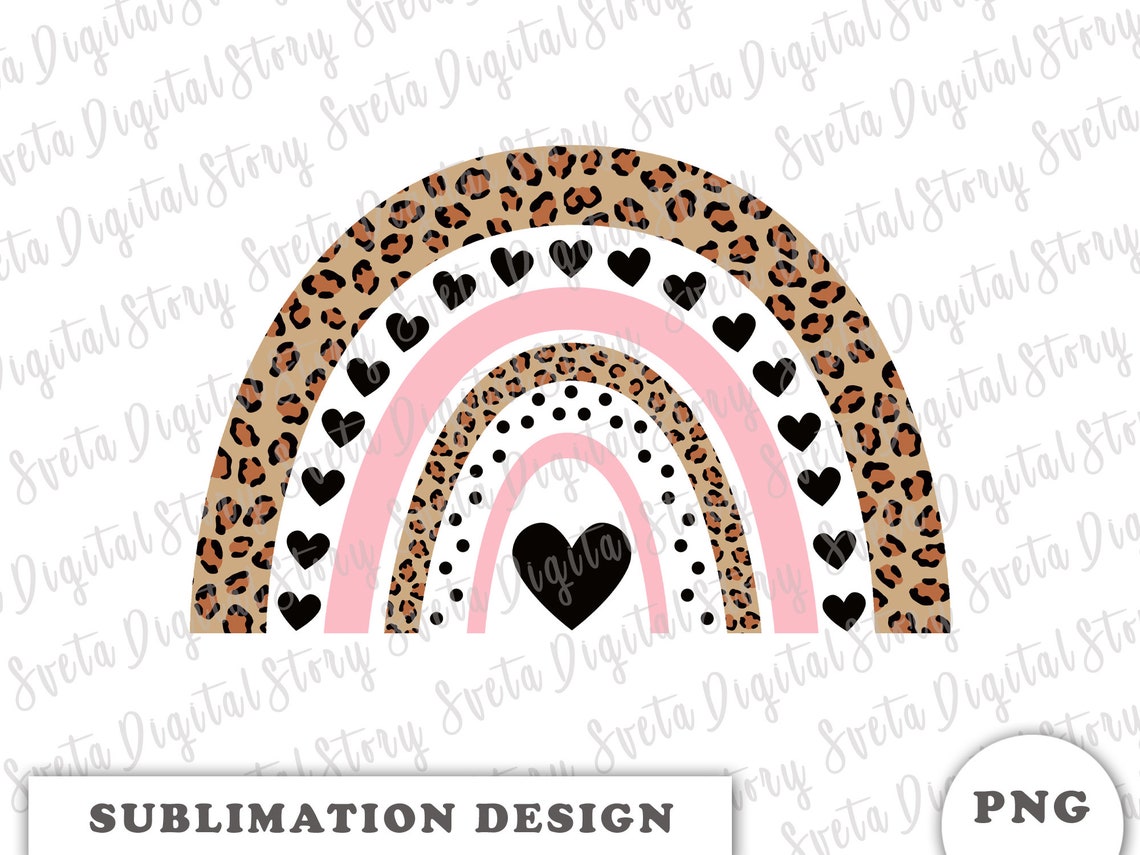 Leopard Rainbow With Heart Png Romantic Sublimation Design - Etsy