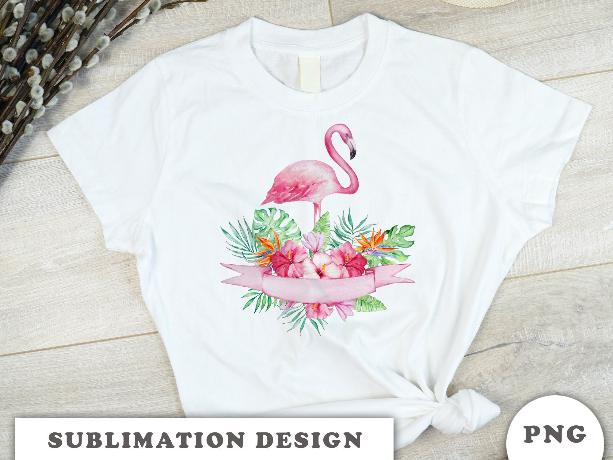 Watercolor Floral Flamingo Sublimation Downloads Tropical - Etsy