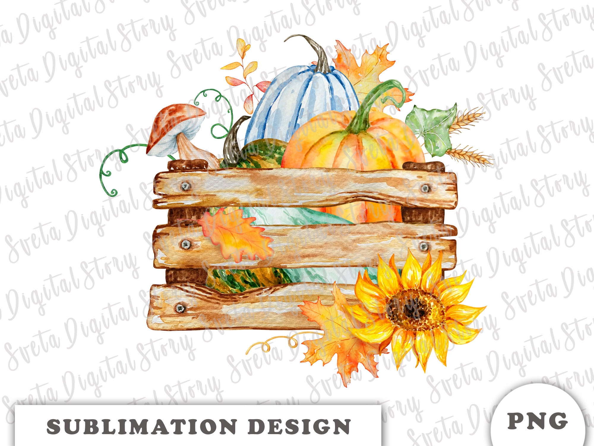 Fall Pumpkins Sublimation Watercolor Design PNG Thanksgiving - Etsy