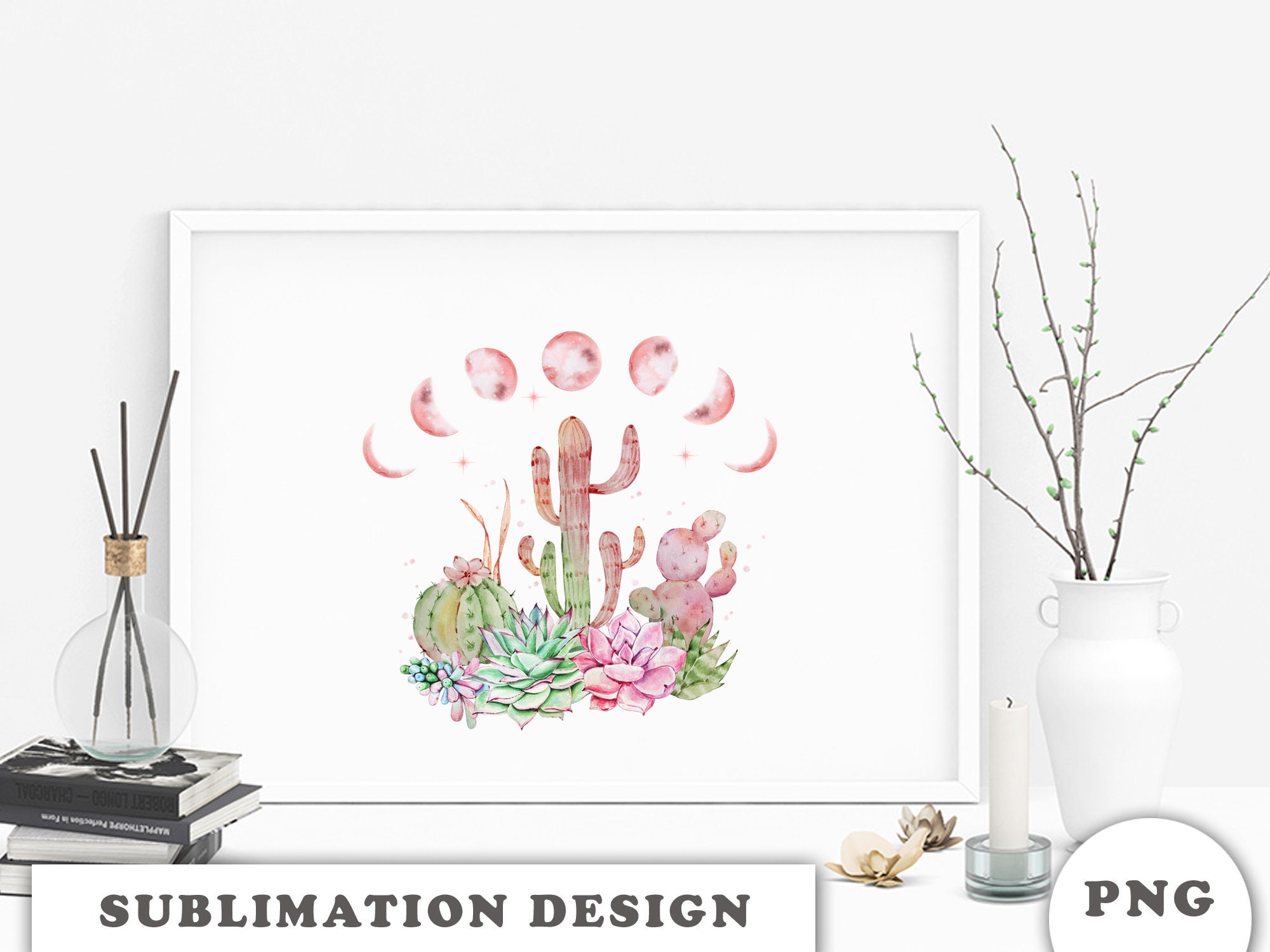 Cactus Sublimation Designs Downloads, Watercolor Pink Cactus Png ...