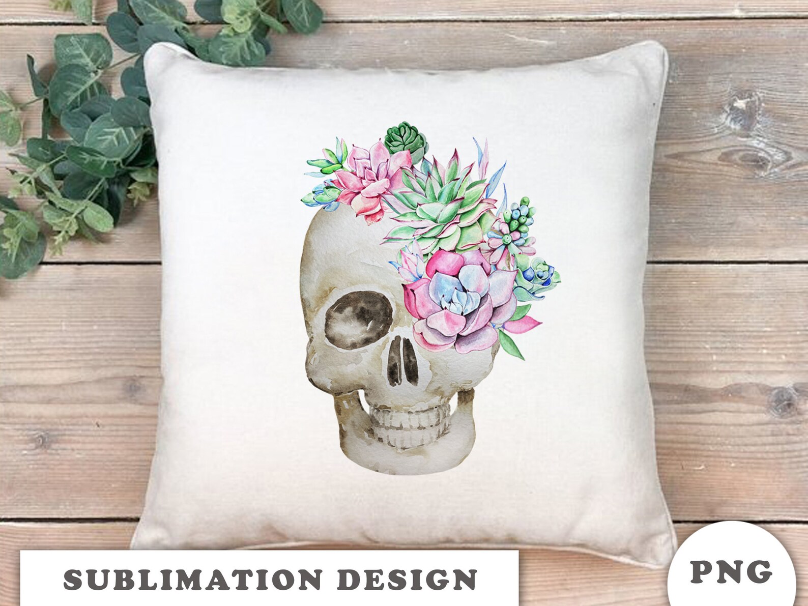 Floral Skull SUBLIMATION Design PNG Boho Skull Clipart - Etsy