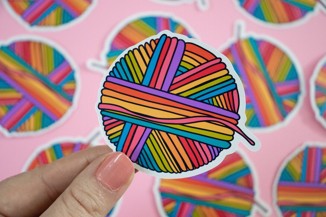 Rainbow Yarn Sticker, Gift for Yarn Lovers, Crochet Stickers, Crochet ...