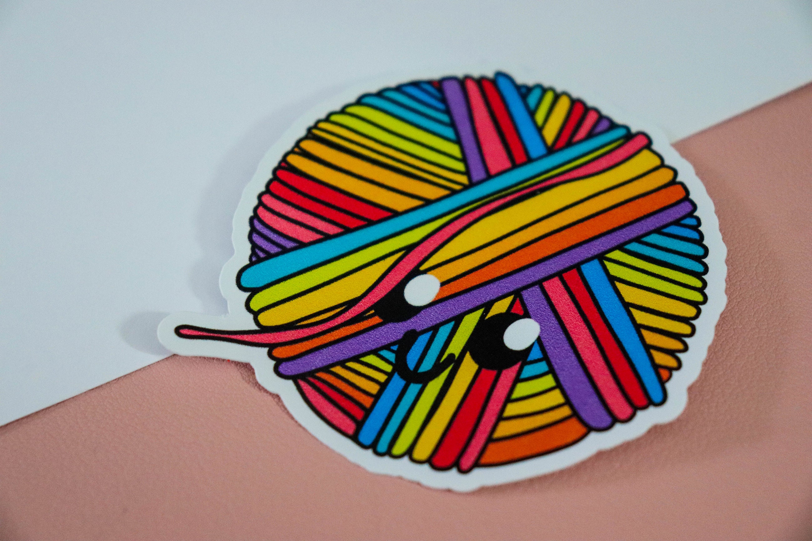 Rainbow yarn sticker yarn stickers yarn gift crocheting | Etsy