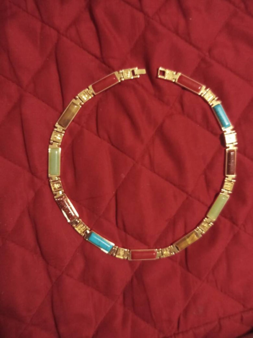 Golden Multi Segment Choker Different Color Inlaid Stones - Etsy