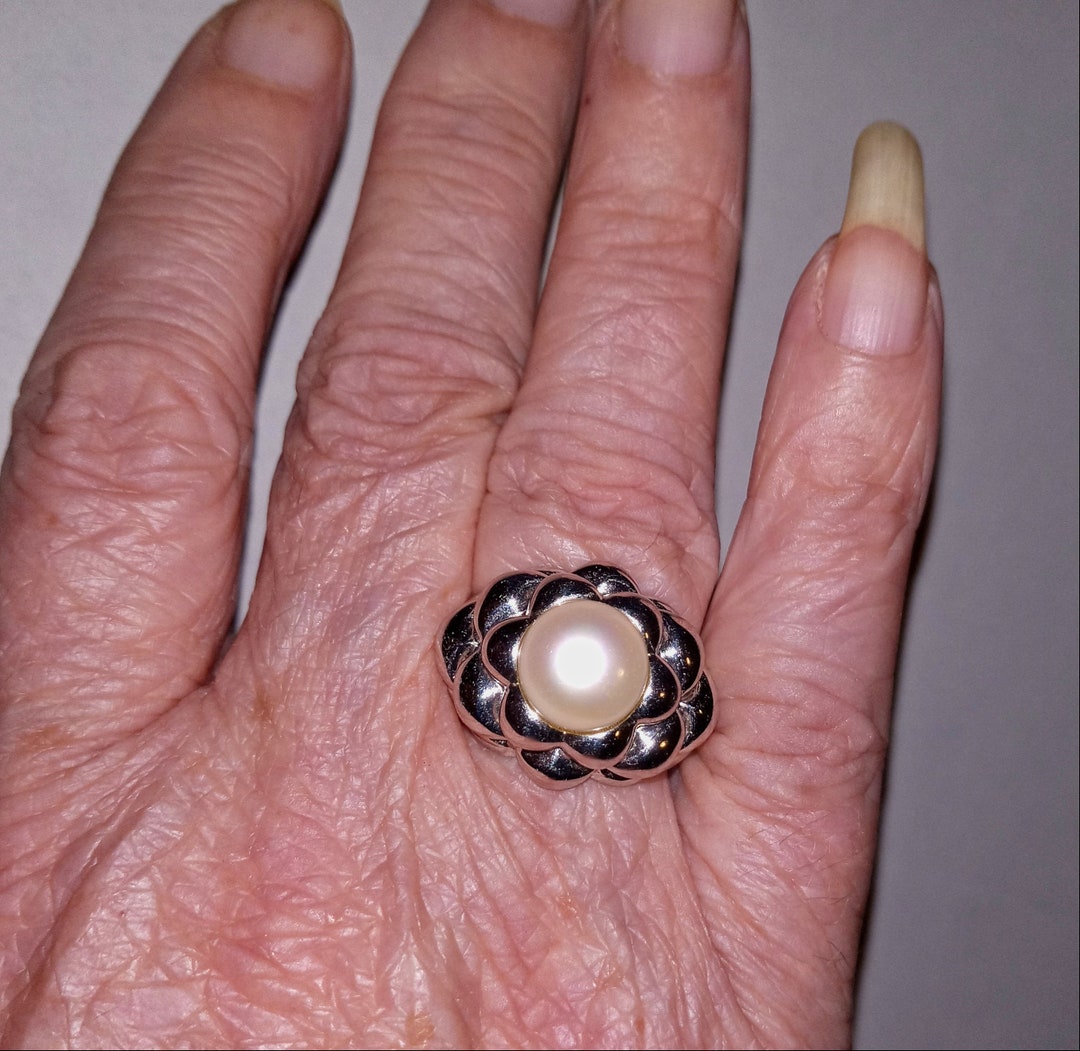 Vintage Honora Genuine Pearl and Sterling Silver Ring Size 6 - Etsy