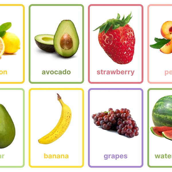 Fruits and Vegetables Flashcards - Etsy