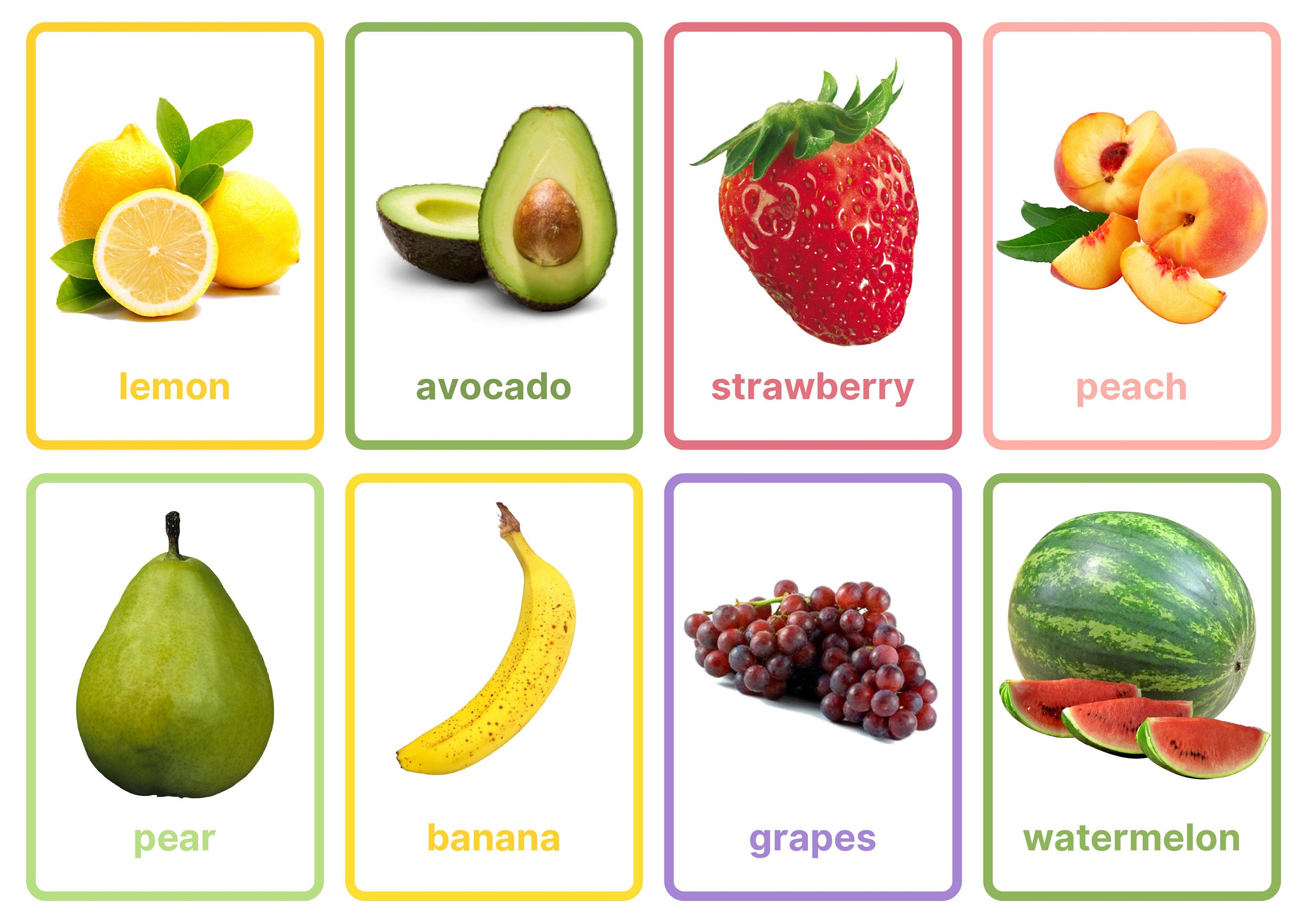 Montessori Learning Cards 41 Piece Fruit & Vegetable Flash Cards For ...
