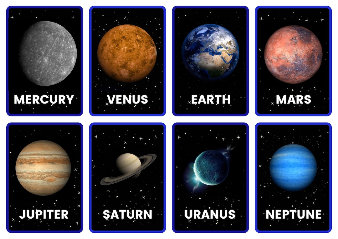Solar Systems and Space Flashcards (set of 48) - PRINTABLE PDF Digital ...