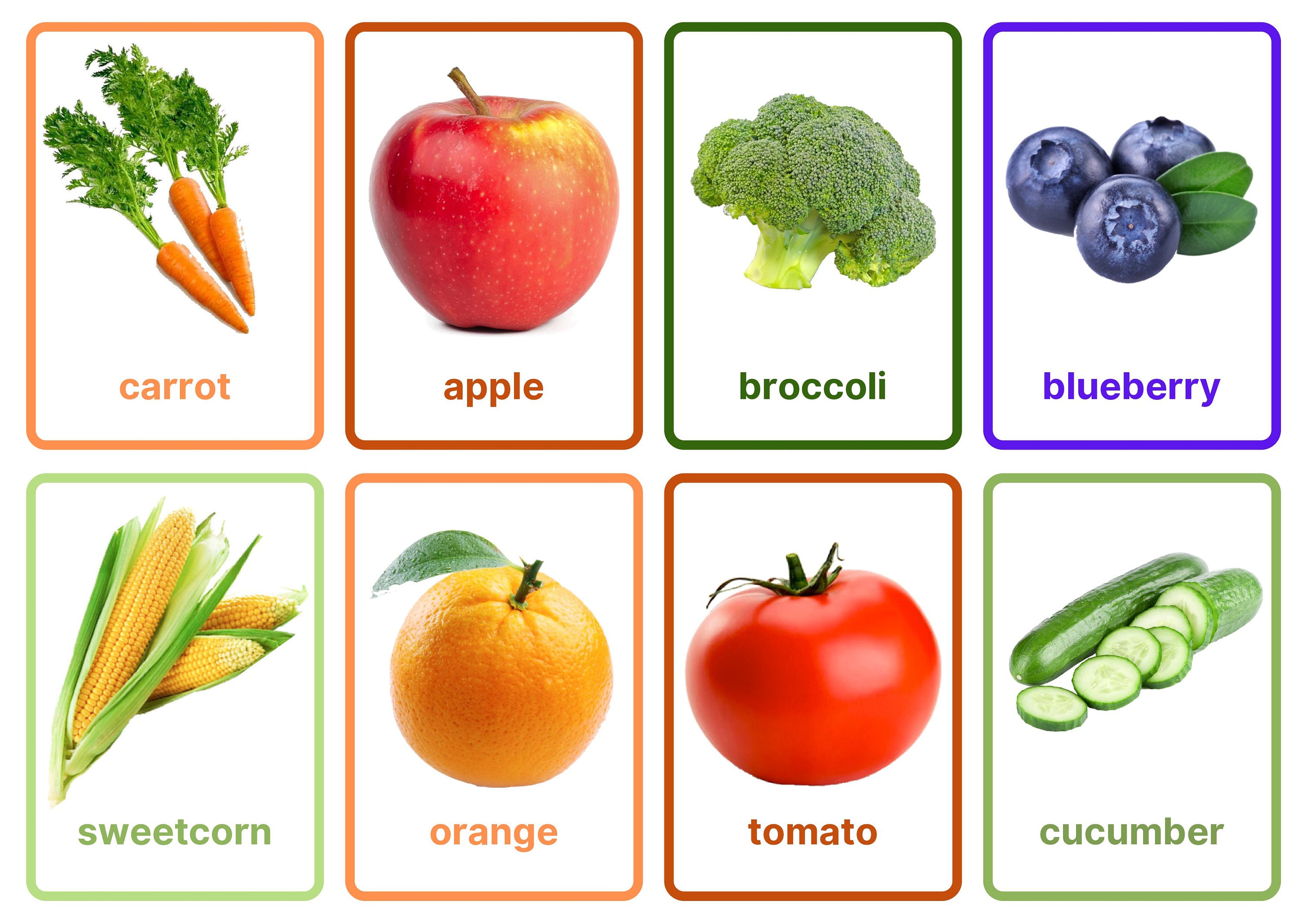 Fruits and Vegetables Flashcards Printable Download Montessori Style ...