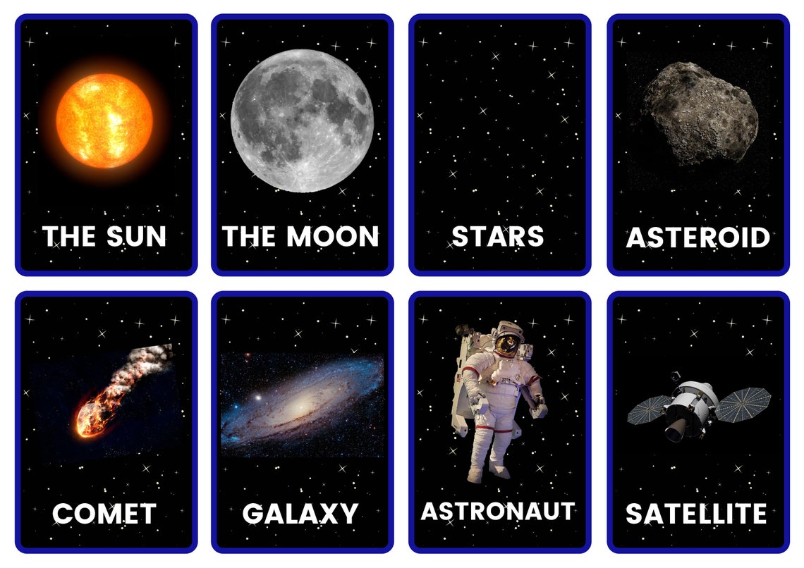 Solar Systems and Space Flashcards (set of 48) - PRINTABLE PDF Digital ...