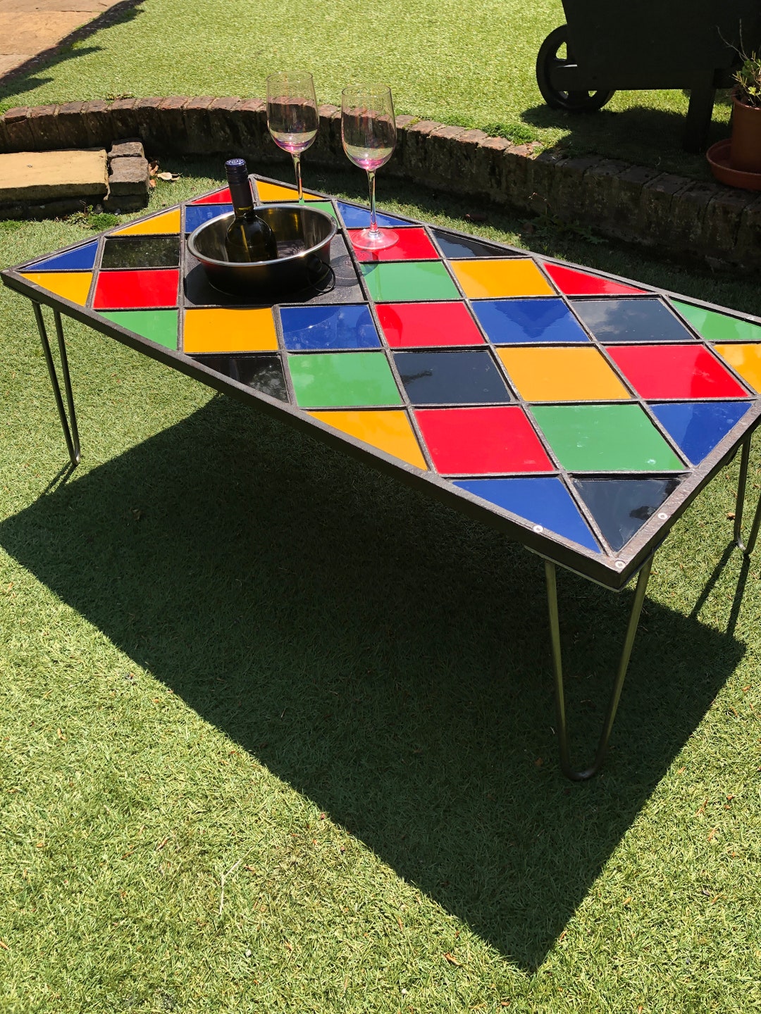 Harlequin Coffee Table Including Ice Bucket Made From an Industrial ...