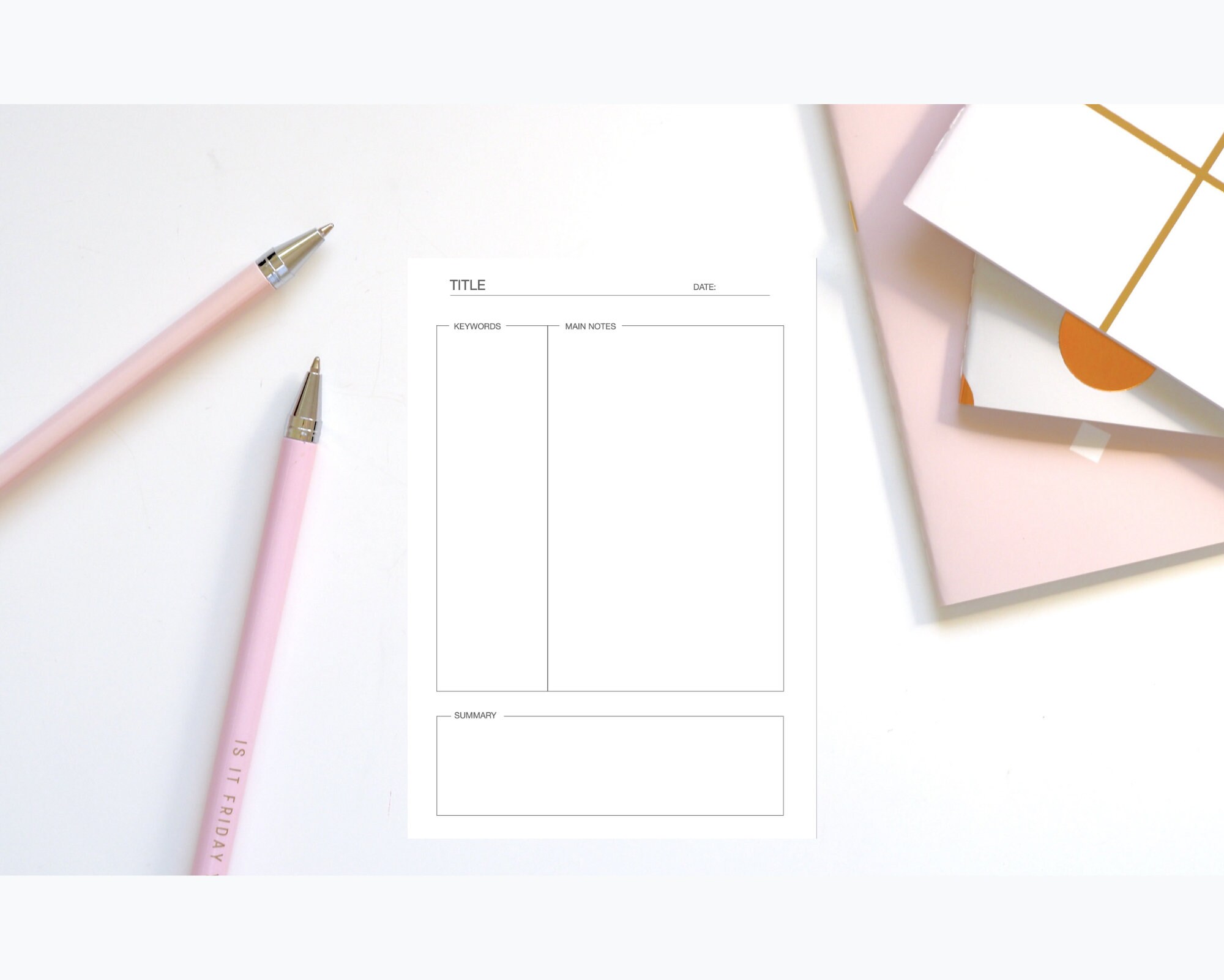 Minimalist Printable (1 * A4 Page) Note-taking Template | Cornell Notes ...