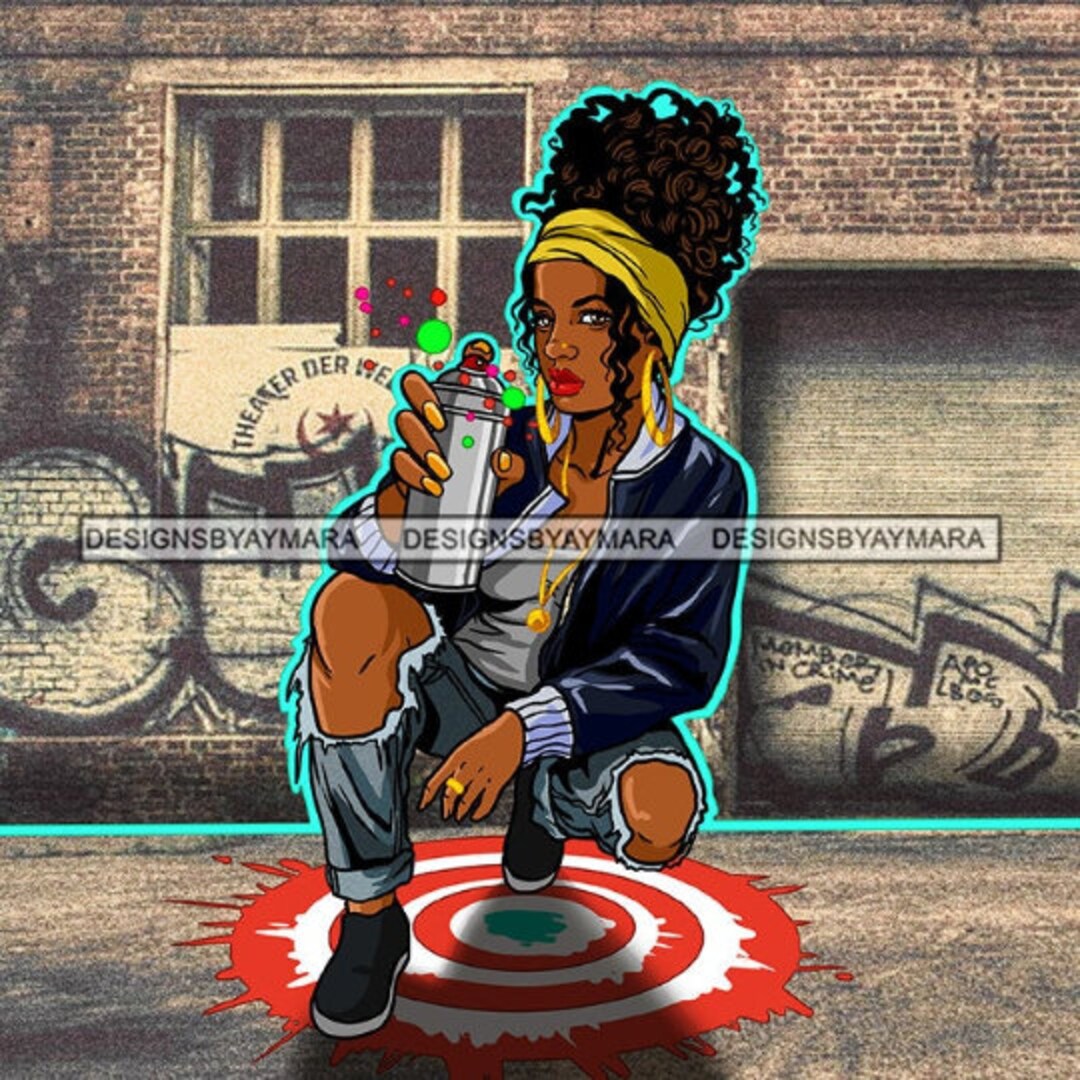 Afro Diva Queen Boss Lady Graffiti Can Wall Background Urban Street ...