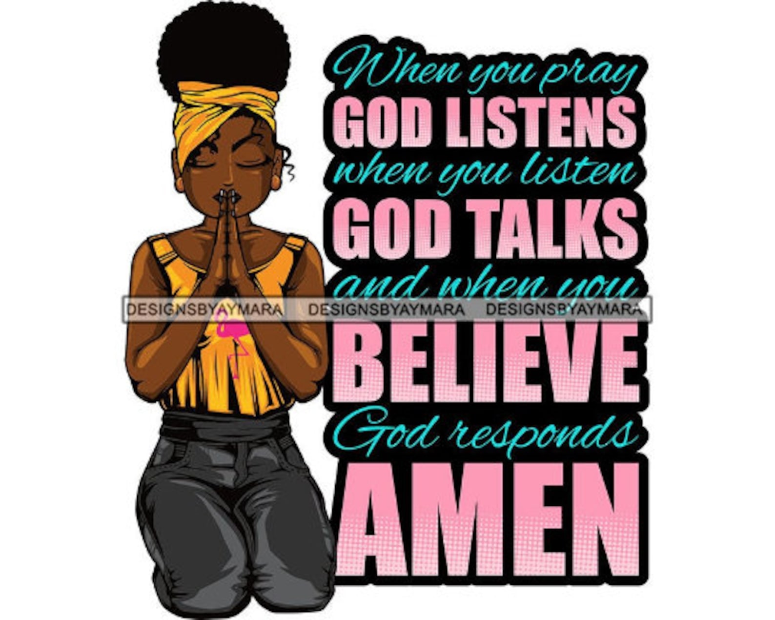 African American Girl Praying God Quotes Prayer Pray Nubian - Etsy