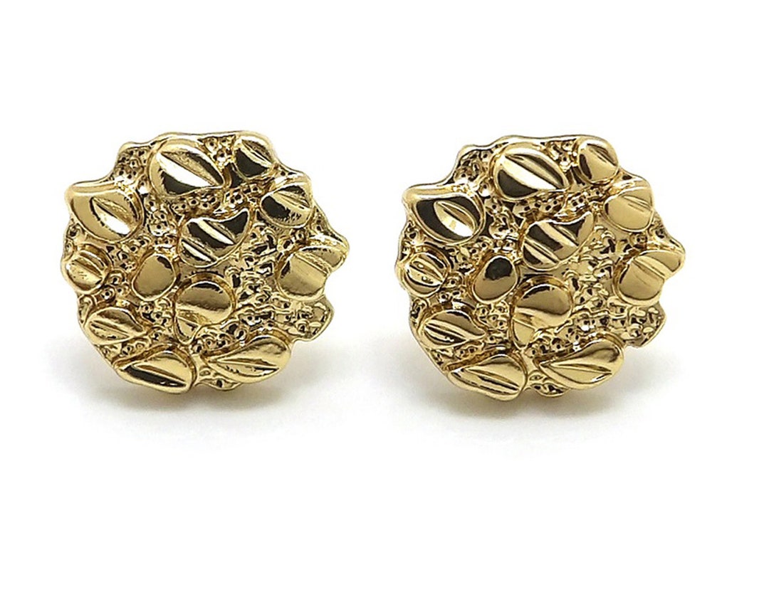 Unisex Rough Textured Cookie Nugget Stud Pierced Earring Surgical Steel ...