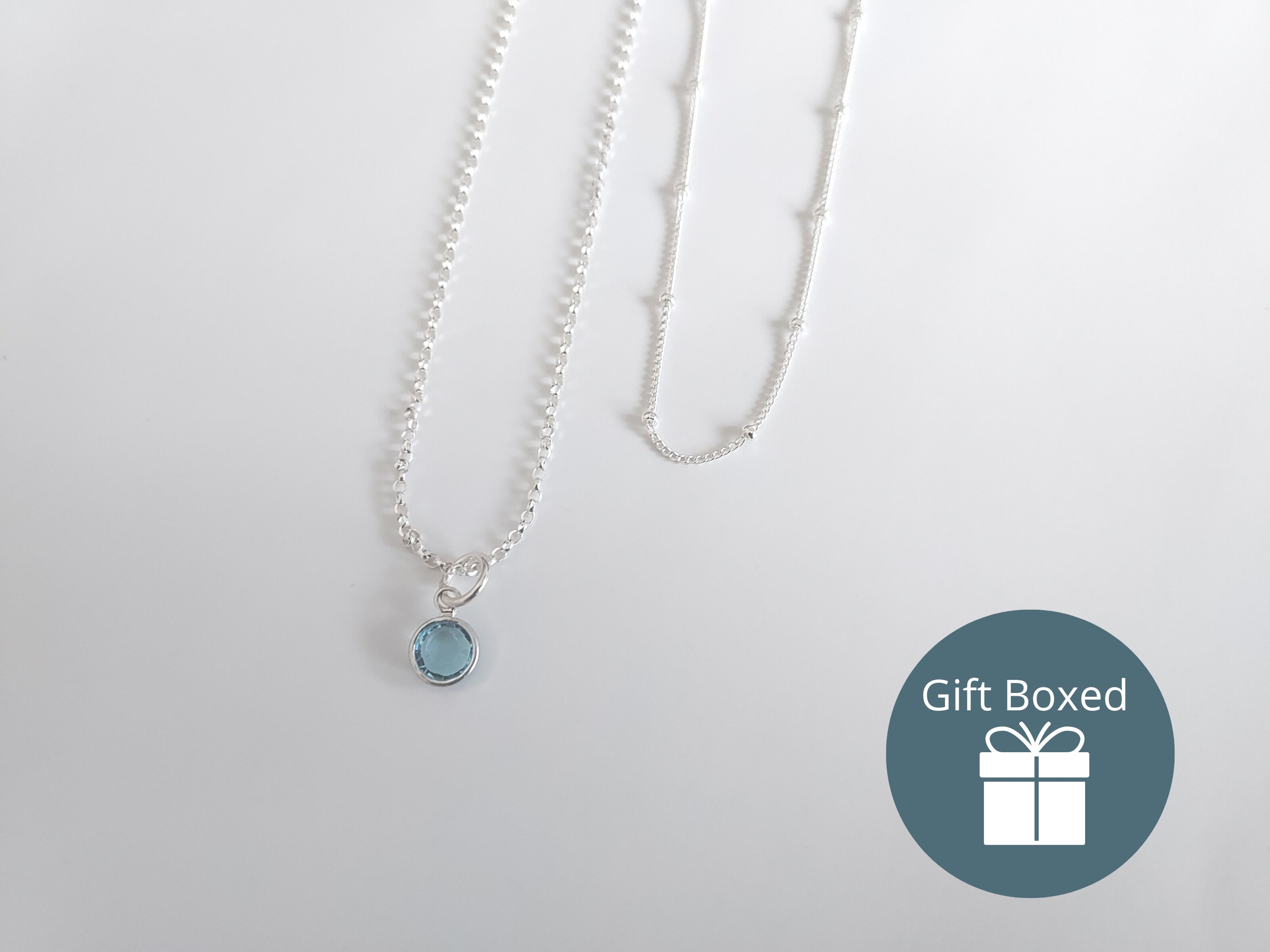 Aquamarine March Birthstone Necklace March Birthstone Charm Double ...