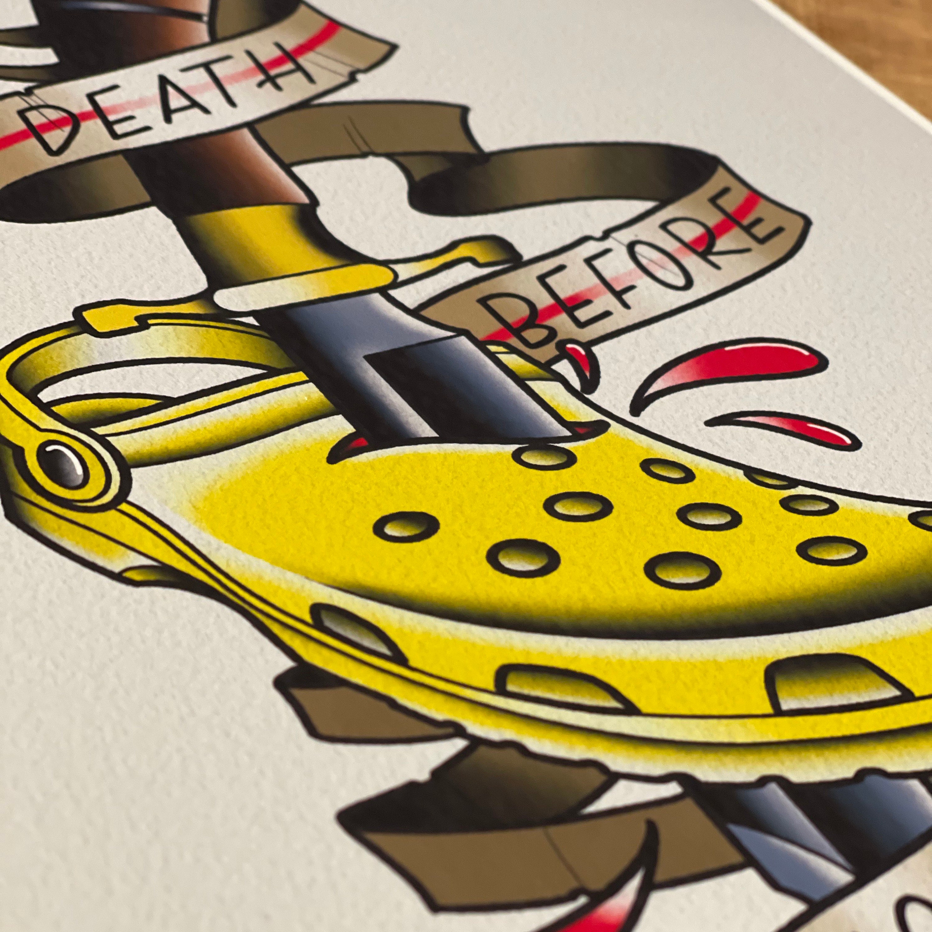 Mort avant le déshonneur Crocs Tattoo Art Print - Etsy France