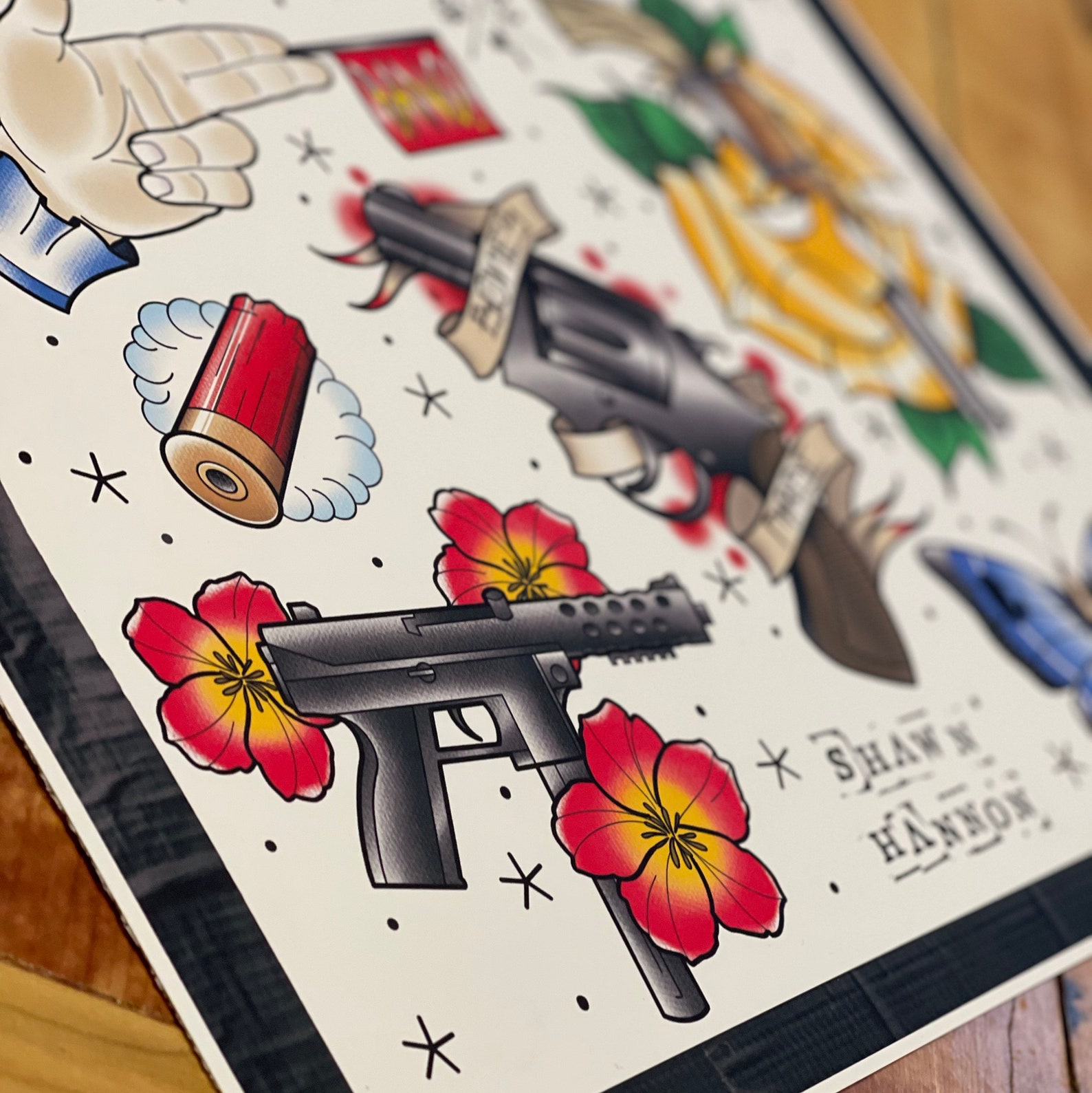 Finger Gun Tattoo Flash Art Print - Etsy