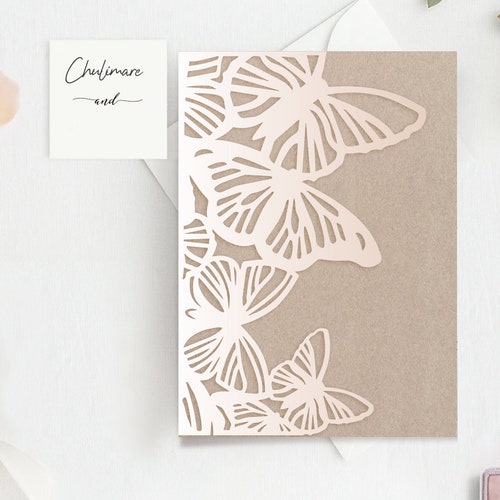 5x7 Butterfly Tri-fold Cricut Wedding Invitation Template - Etsy