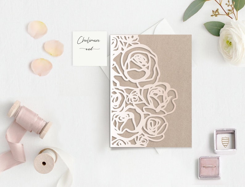 5x7 Roses Rosa Tri-fold Cricut Wedding Invitation Template - Etsy
