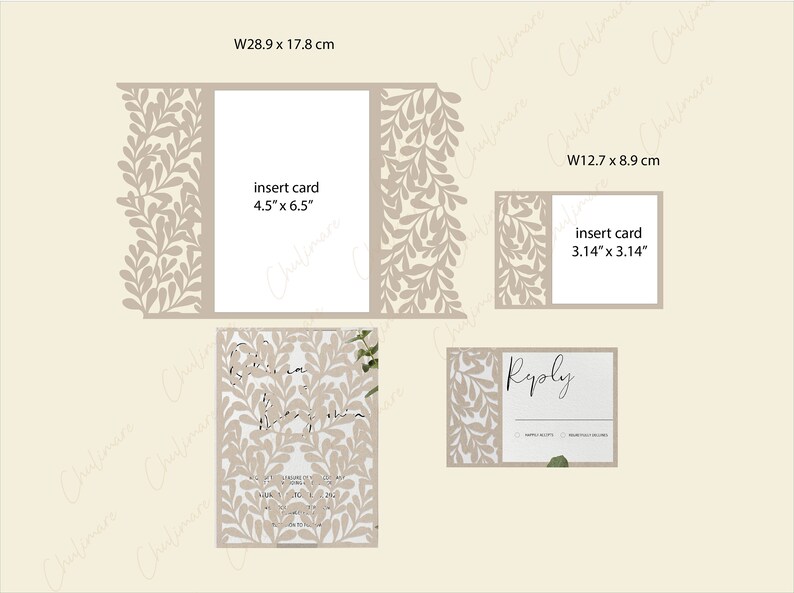 5x7 Autumn Leaves Gate-fold Wedding Invitation Laser Cut Card - Etsy