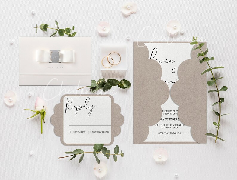 Minimal Arc Gate-fold Wedding Invitation Template SVG (digital Download ...